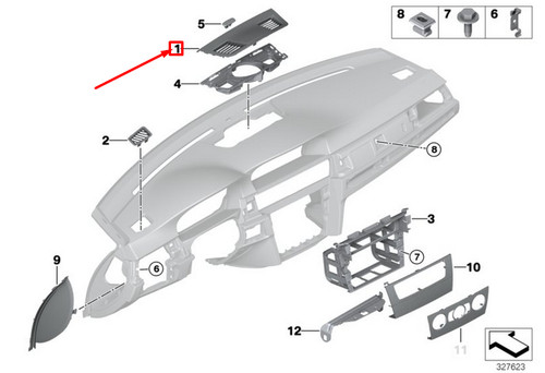 BMW E90 E91 E92 E93 New Dashboard Windshield Mount Vent Cover 7123749 ...