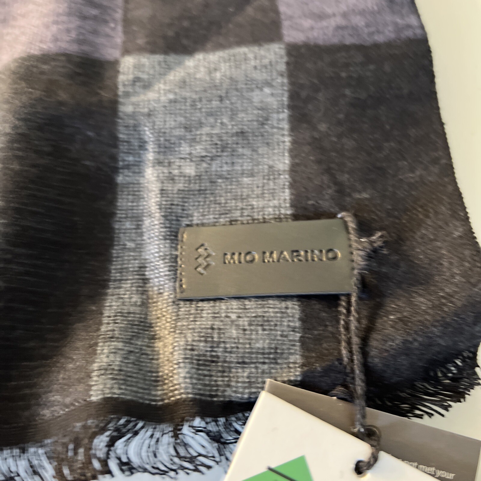 Mio Marino Men's Checkered Blue Black Gray Scarf 74" x 13" New With Tag ...