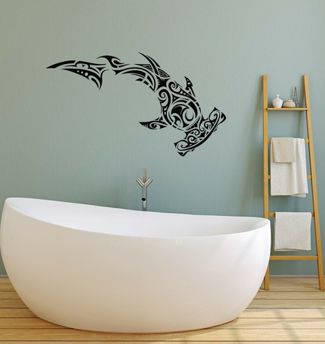 Vinyl Wall Decal Shark Hammer Fish Tribal Marine Ocean Decor Stickers ...