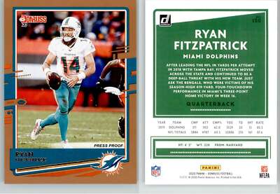 Ryan Fitzpatrick 2020 Donruss Press Proof Bronze #150 Dolphins | eBay