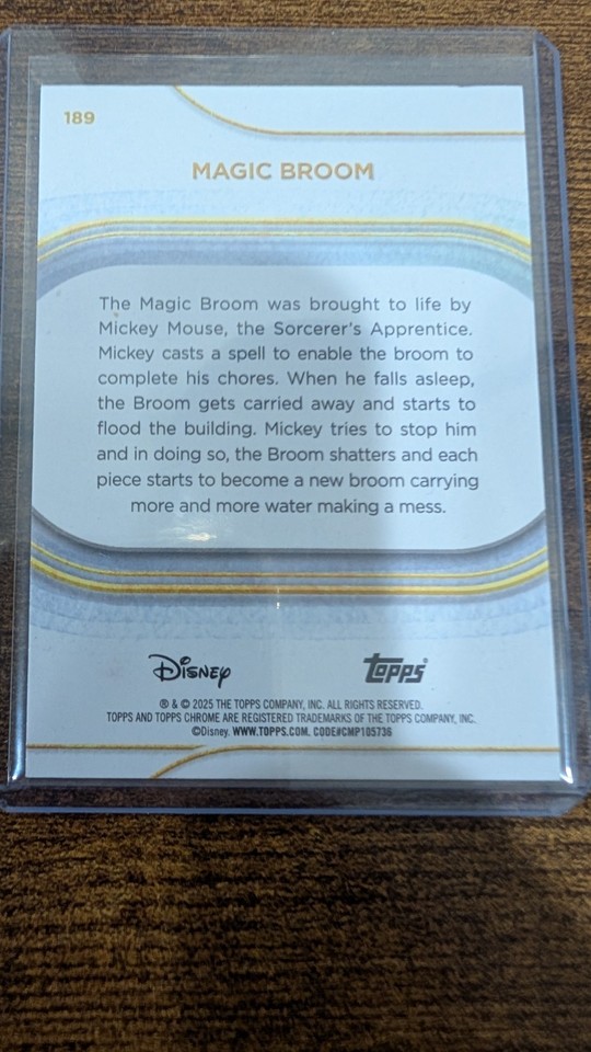 2025 Topps Chrome Disney Magic Broom Blue Refractor #d 75/150 Mickey ...