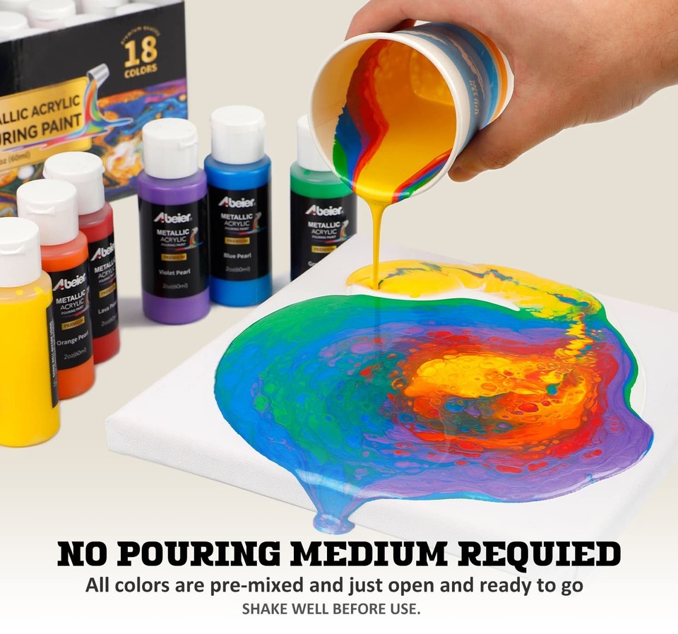 Metallic Acrylic Pouring Paint Set - Set of 18 Metallic Colors - Pre ...