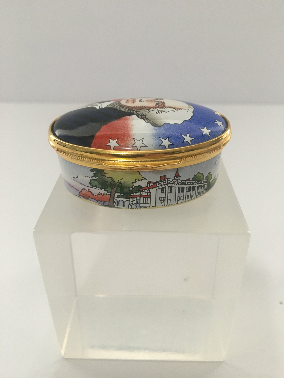 Halcyon Days Enamel Pill Box "George Washington" Designed by Tiffany ...