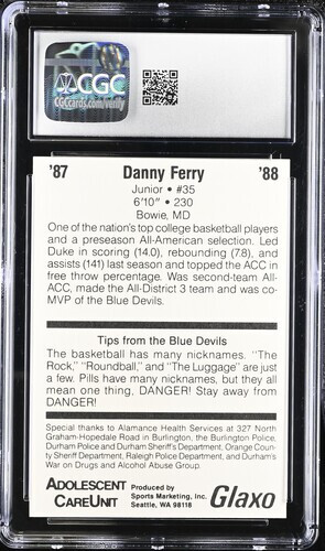1987-88 Duke Blue Devils Police Danny Ferry CGC 10 GEM MINT | eBay
