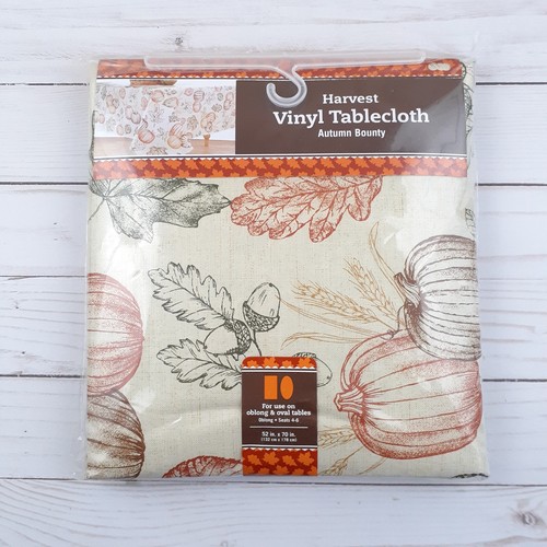 Vinyl Tablecloth Fall Pumpkins Leaves Acorns 52x70 | eBay