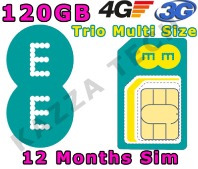 EE 120GB 4G PAYG 12 MONTHS INTERNET SIM CARD DATA PRE-LOADED TABLET ...