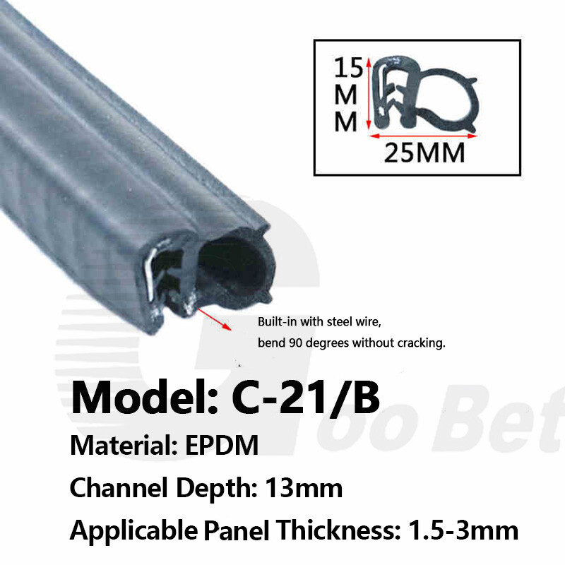 Car Finned Rubber Edge Trim Seal U Profile Van Boat Truck Door Bonnet ...