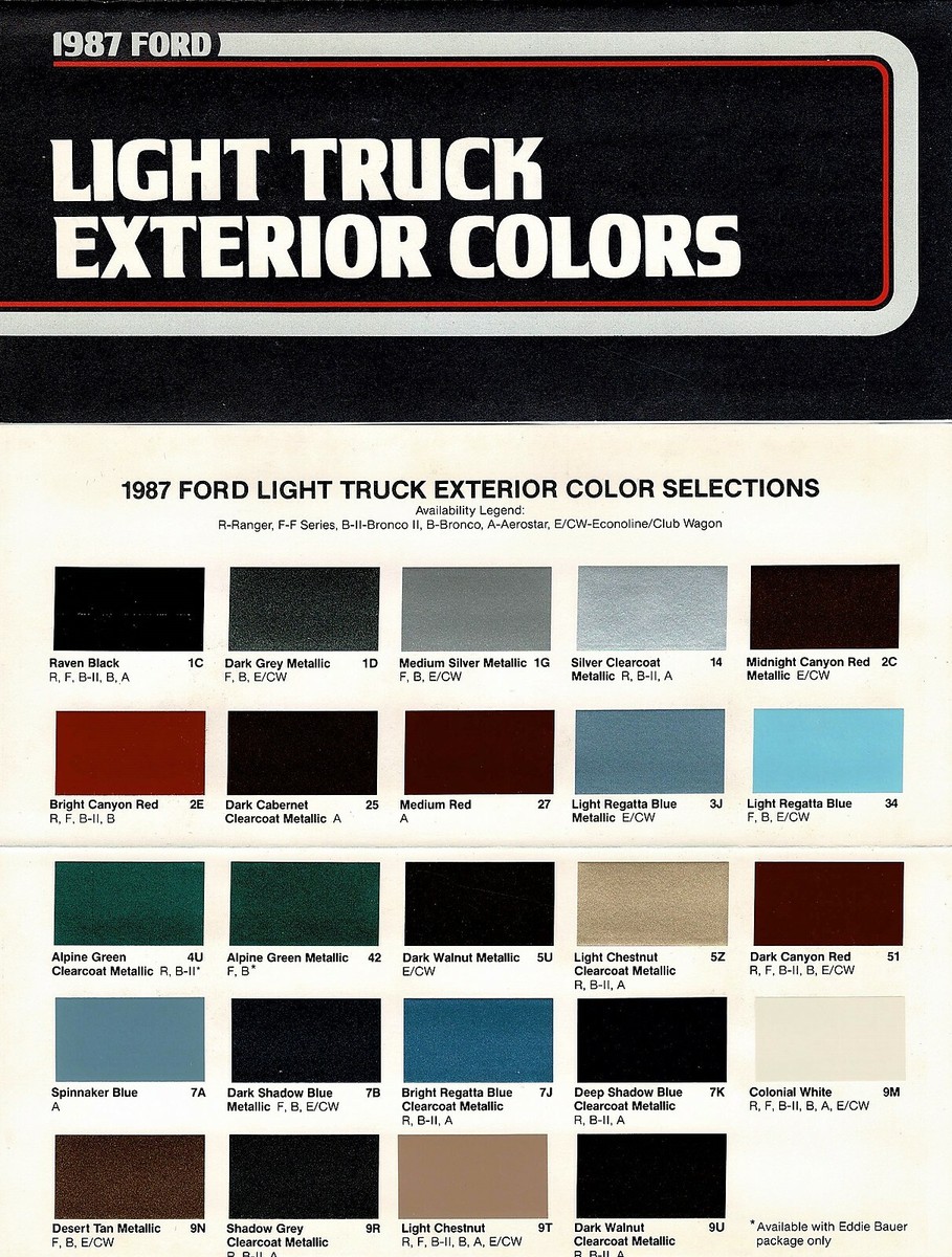 Ford Factory Color Chart My Clips By Matthew Books