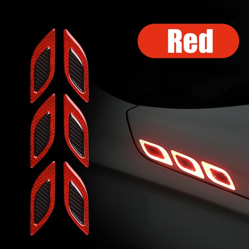 6Pcc 3D Reflective Red Sticker Car Body Door Bumper Safety Decal Car ...