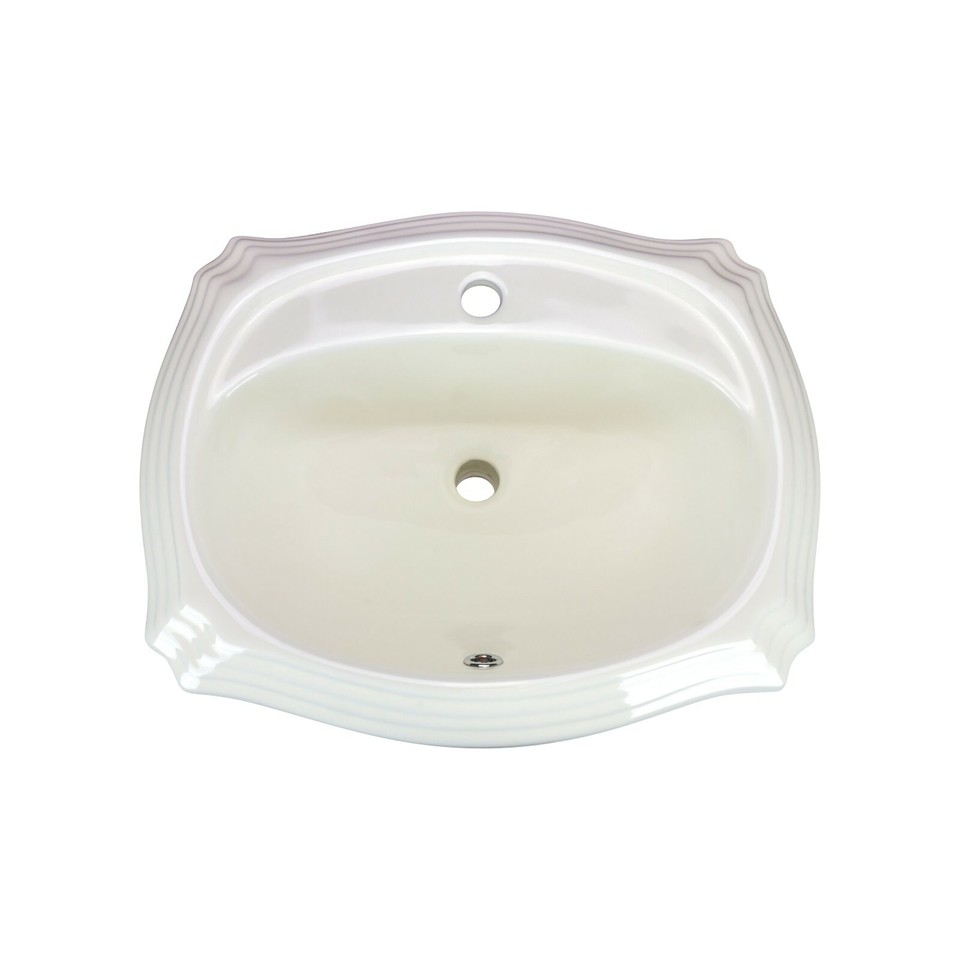 Rok Crater Oval Drop-In Bathroom Vanity Sink 22" X 18-1/8" Ivory ...