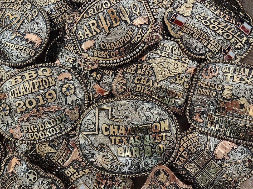 PITMASTER DIXIE CHAMPION BAR-B-Q TROPHY BELT BUCKLE☆REPUBLIC OF TEXAS ...