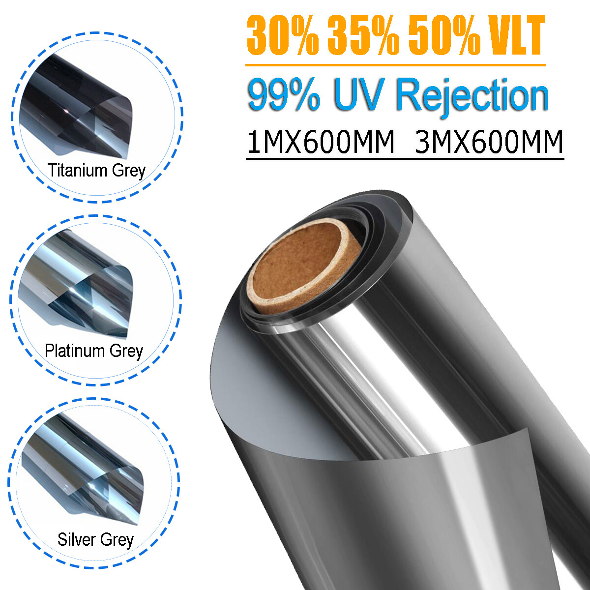 One Way Mirror Privacy Window Film Static Cling PVC Heat UV Reflective ...