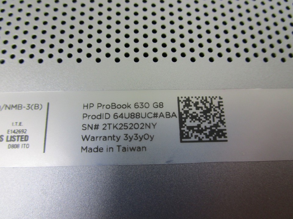 HP ProBook 630 G8 Core i5-1145G7 @ 2.60GHz 16GB Ram No HD No Battery No ...