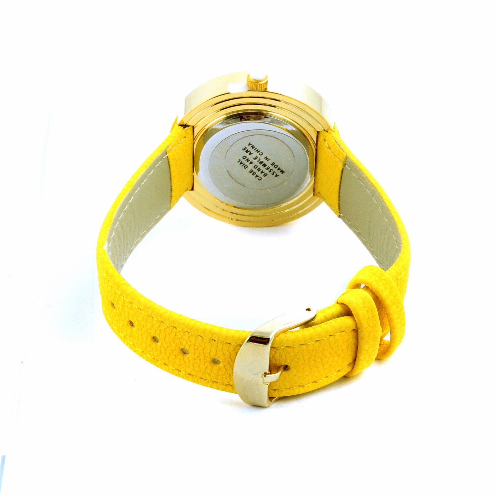 Yellow Leather band Watch with floating stones | eBay