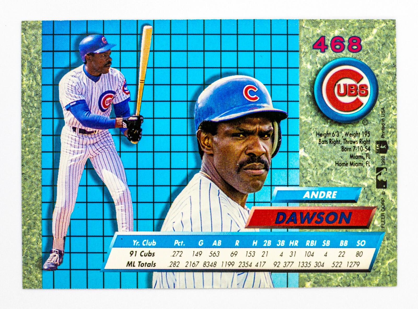 Andre Dawson #468 (1992 Fleer Ultra) Baseball Card, Chicago Cubs, HOF ...