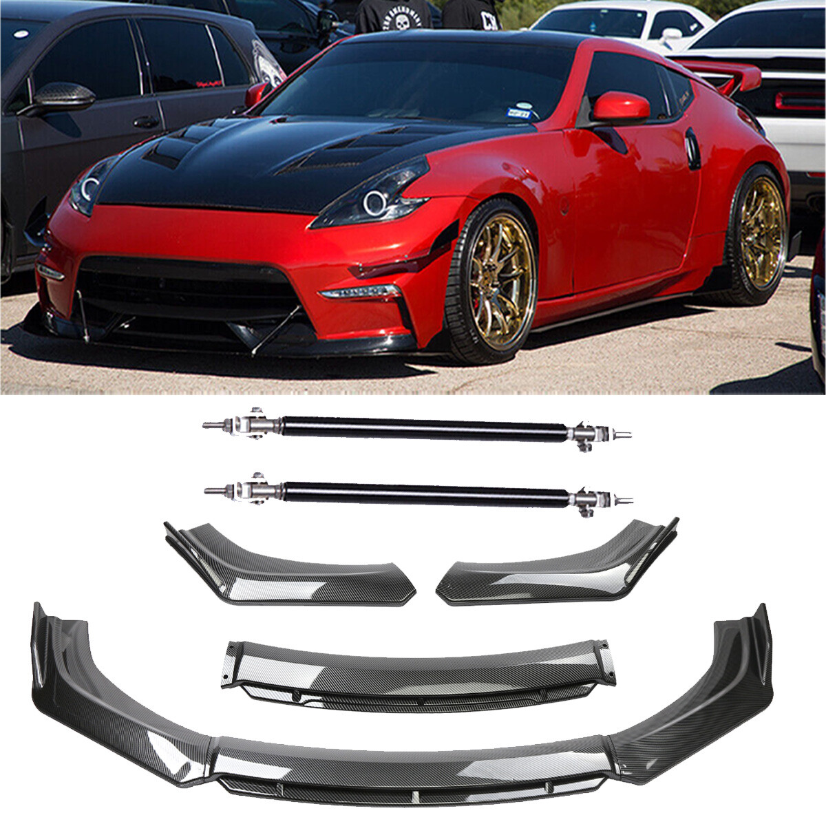 Front Bumper Lip Splitter Spoiler For Nissan 370Z 350Z Carbon Fiber ...