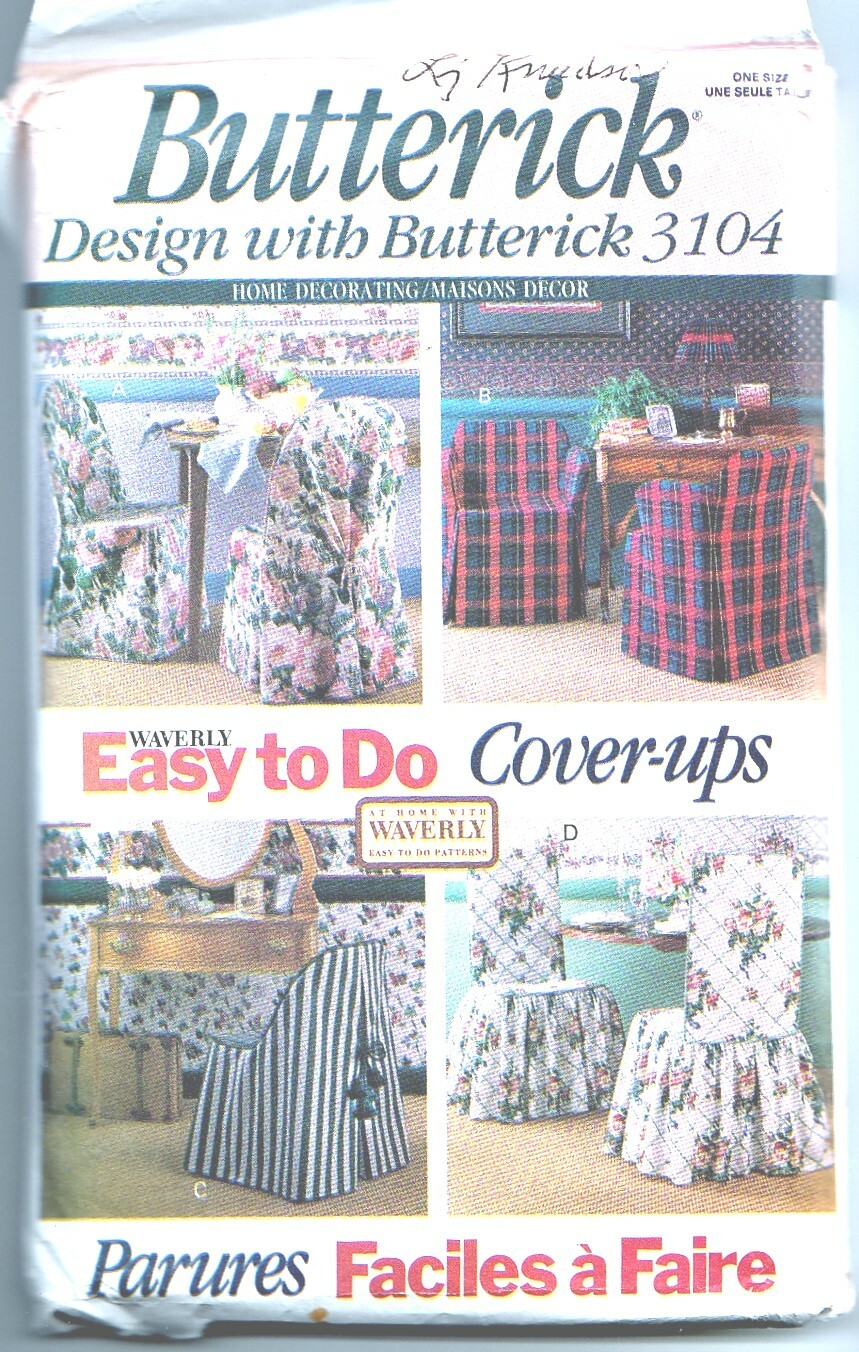 VTG 1993 HOME DECORATING UNCUT SEWING PATTERN BUTTERICK 3104 CHAIR ...