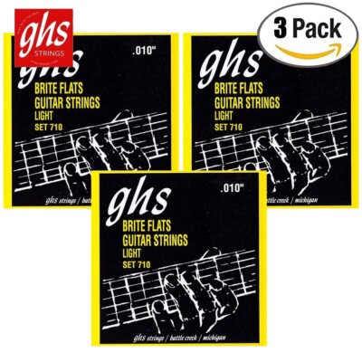 3-PACK GHS 710 Brite Flats Micro-Ground Roundwound Nickel Guitar ...