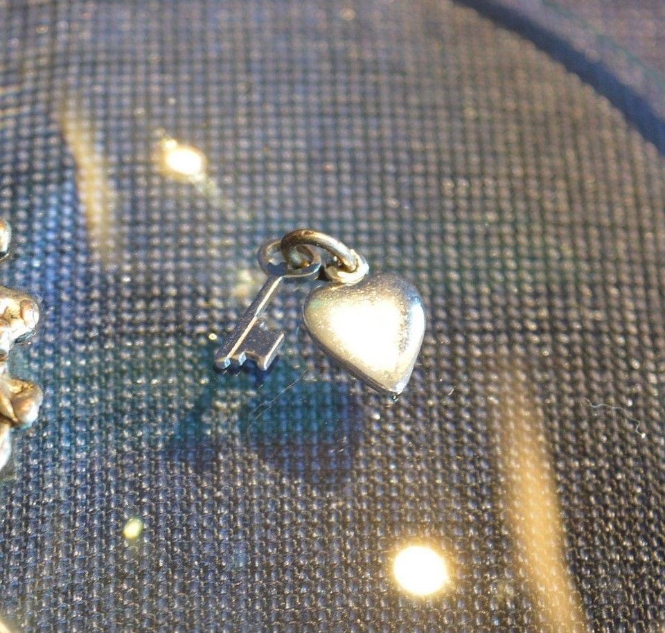 Pretty Vintage Silver Heart and Key Romantic Dangle Charm | eBay