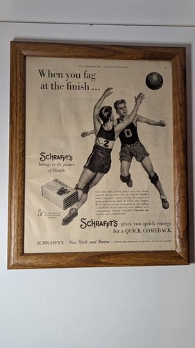 Rare - Framed 1930s Schrafft’s Chocolate Vintage Ad - Sports Energy ...