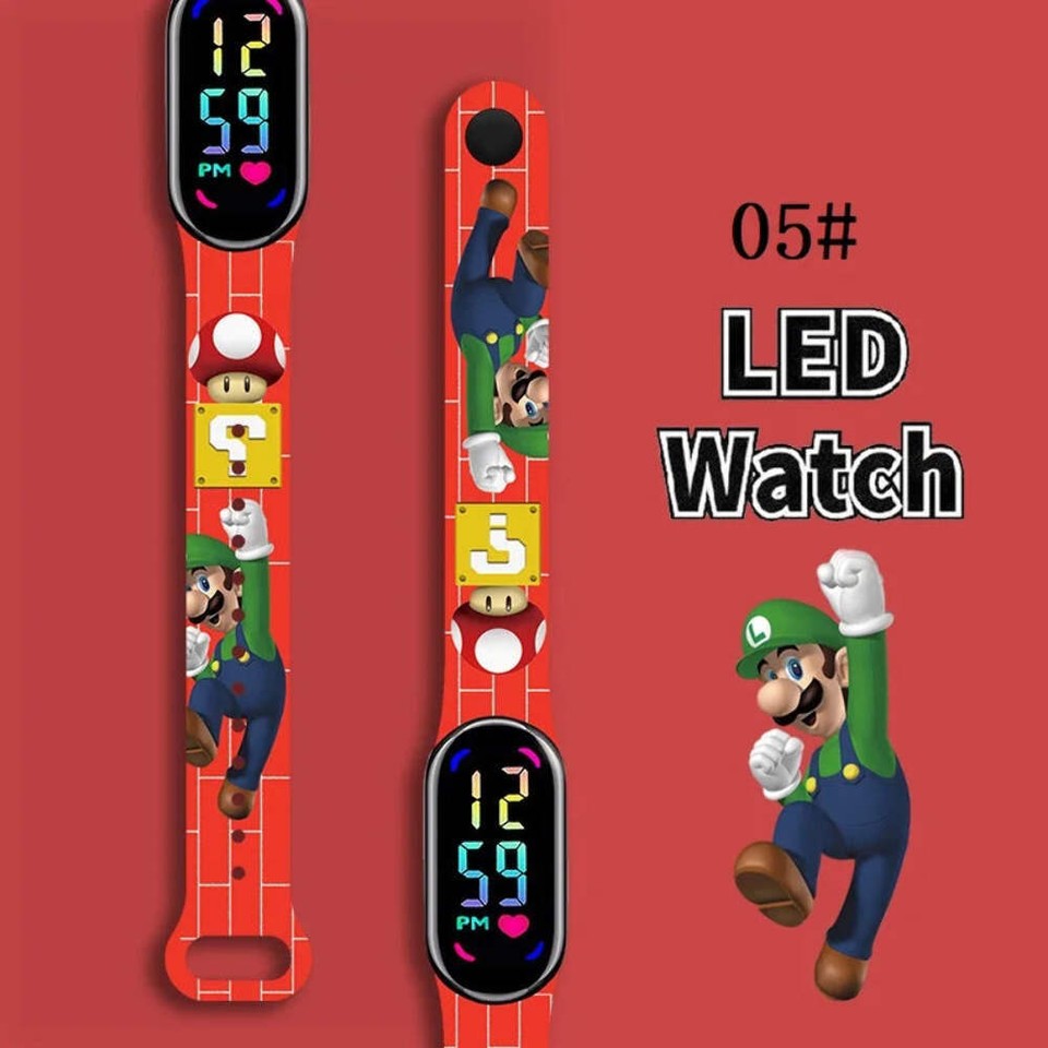 Mario Bros Children's Watches Action Figures Luigi Princess Peach Yoshi ...