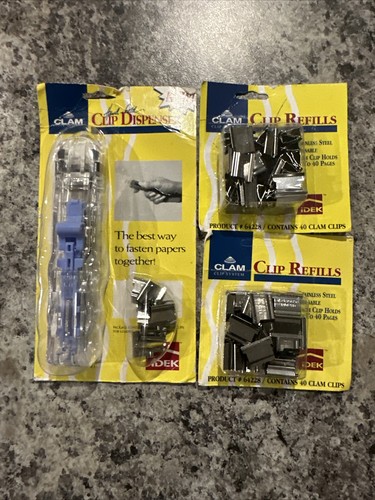 CLAM Clip Hand Held Clip Dispenser Transparent WITH 80 Free Clam Clips ...