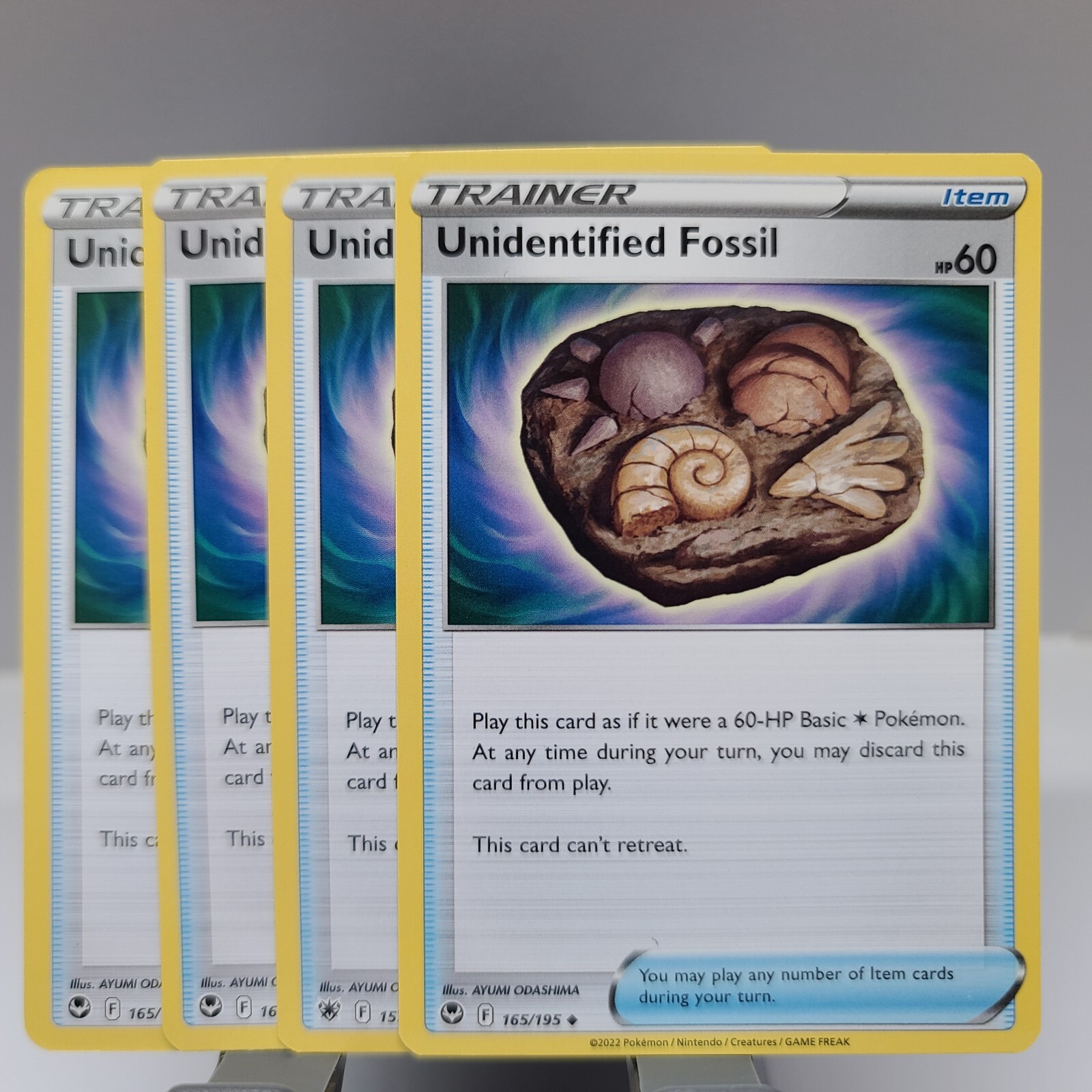 Unidentified Fossil 165/195 Silver Tempest X4 Pokemon TCG Trainer Card ...