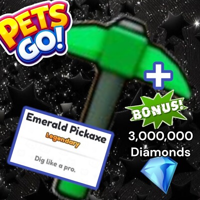 Pets GO. Emerald Pickaxe + 3 Million Diamonds. Same Day | eBay