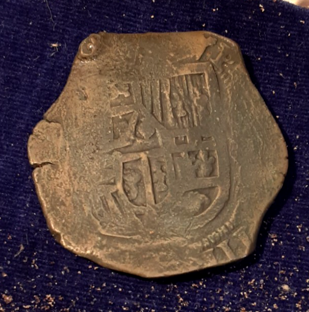 1628 Lucayan Beach Silver Cob 8 Reales Shipwreck Coin w/Original Spink ...