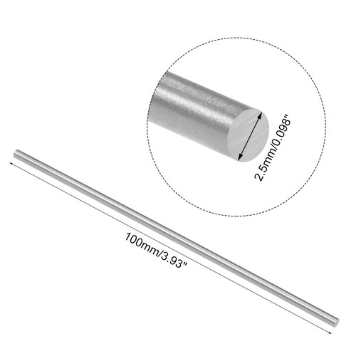 10Pcs Round Metal Rods 2.5mm x 100mm High Speed Steel (HSS) Lathe Bar ...