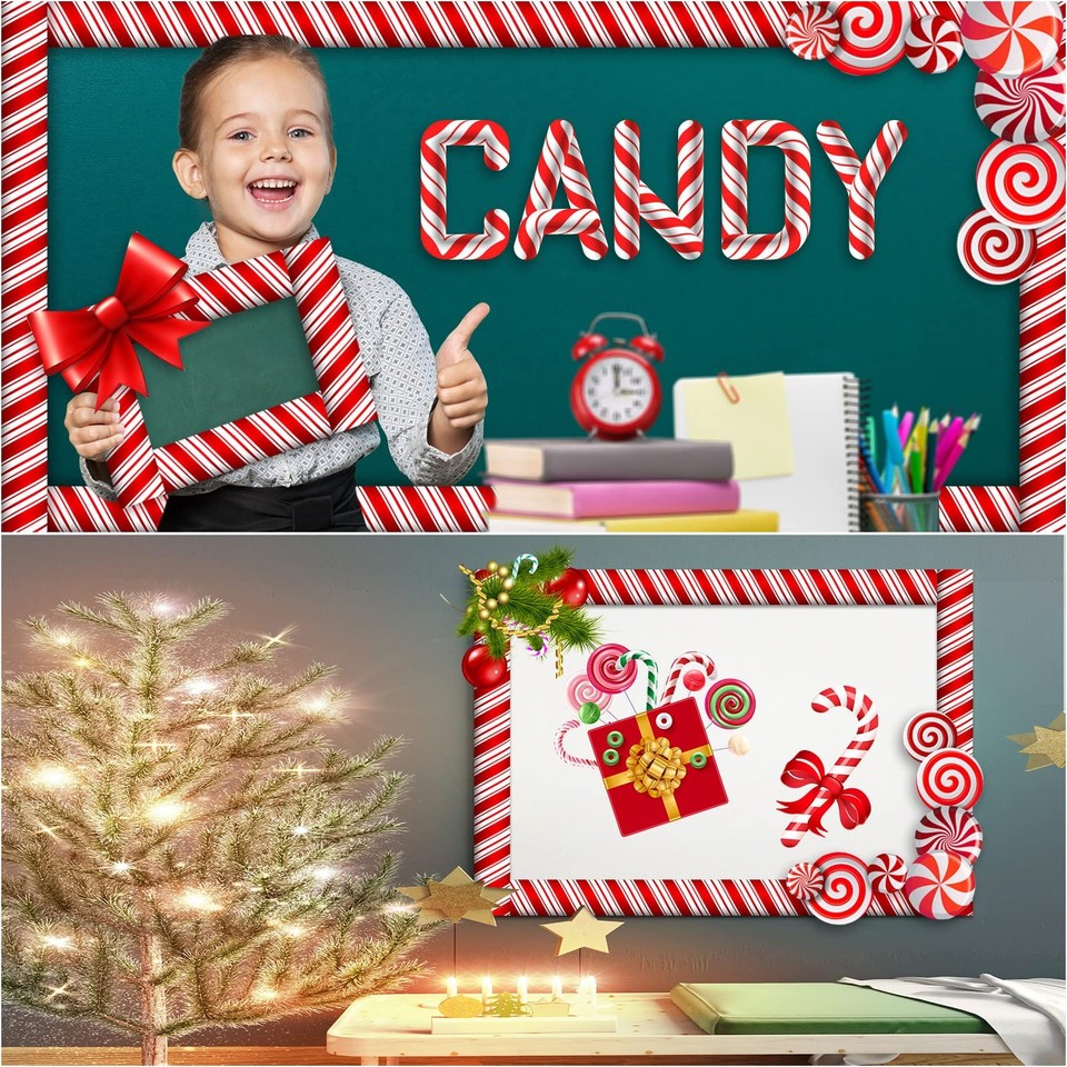 36 Pcs Christmas Bulletin Board Border Candy Cane Straight Bulletin ...