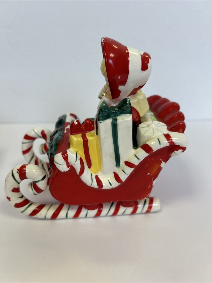 HTF Vtg 1957 Lefton Christmas Girl In Sleigh presents SIGNED Lefton ...