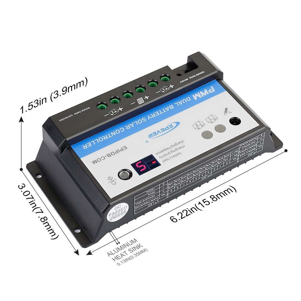 Dual Battery Solar Charge Controller 20a 12v 24v Duobattery Solar ...