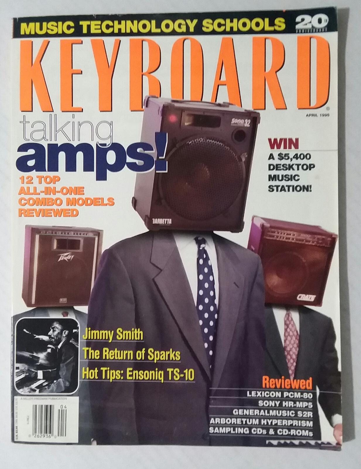 Keyboard Magazine (Apr 1995) Jimmy Smith, Brian Auger, Vini Reilly ...