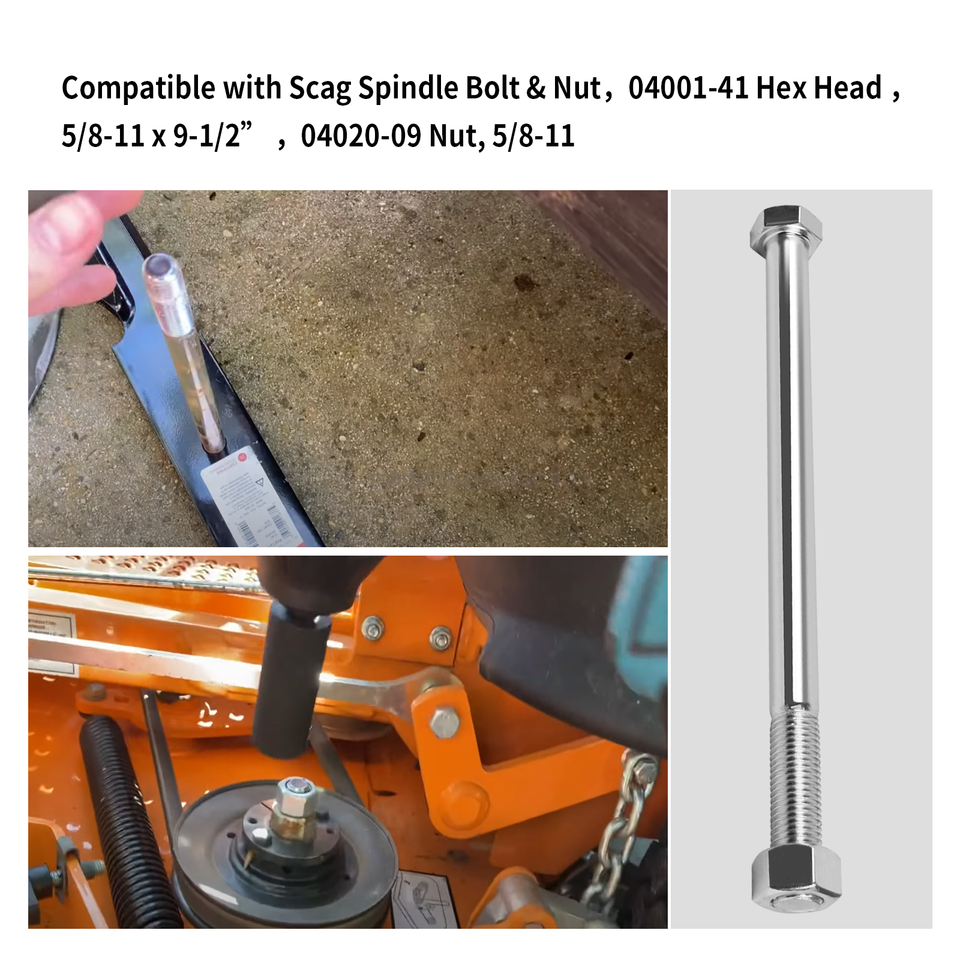04001-41 3 Pcs Spindle Blade Bolt For Scag Threads 5/8-11 X 9-1/2 ...