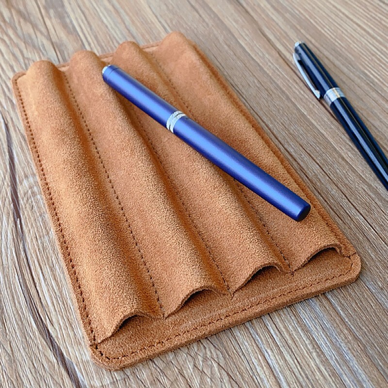 Cowhide 3 Slots Pens Tray Holder Display Pen Stand Desktop Organizer ...