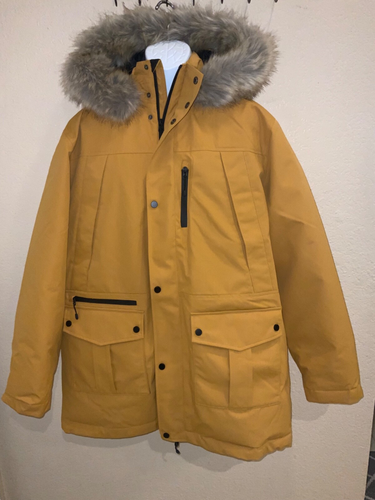 Mens BEIGE Selby ARTIC PARKA jacket Small or Lrg. zip & snap front 9 ...