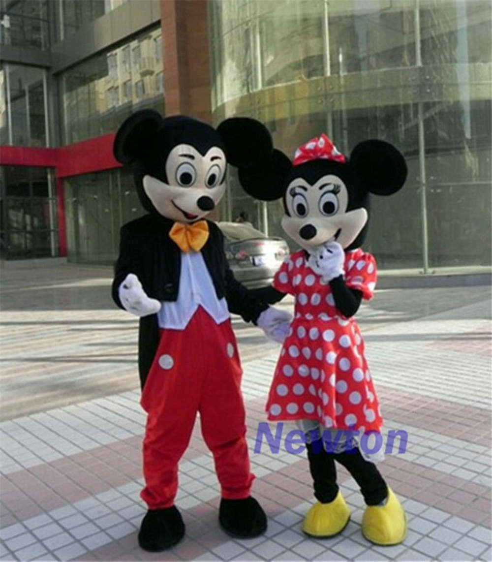 MICKEY MOUSE AND MINNIE MOUSE Mascot Costume Suit Party Fancy Dress ...