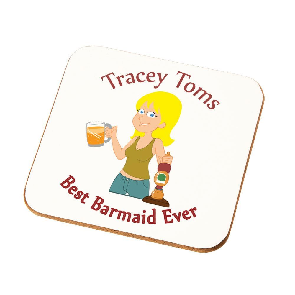 Personalised Best Barmaid Ever Coaster Gift Daughter Wife Friend ...
