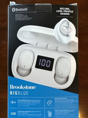 Brookstone Big Blue True Wireless Bluetooth In-Ear Earbuds - Brand New ...