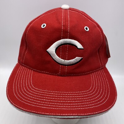 Cincinnati Reds C Baseball Hat Red with White Stitching Snapback MLB | eBay