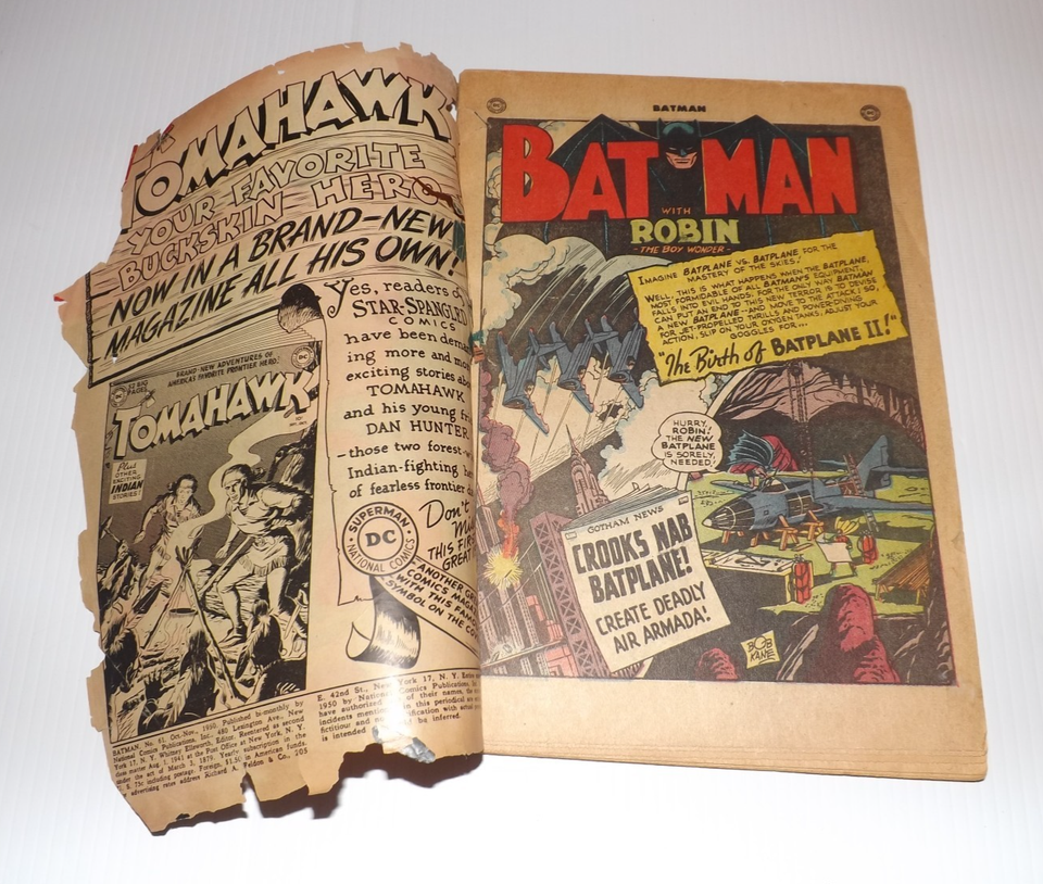 Batman #61 1950 Comic Book - Missing Back Cover, Front Cover Taped ...