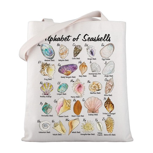 Seashell Alphabet Canvas Tote Bag Seashell Collector Gift for Beach Lover Bea... | eBay