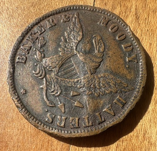 Vintage Token Baker & Moody Hatters 1850’s 186 Lake Street Chicago, Il ...