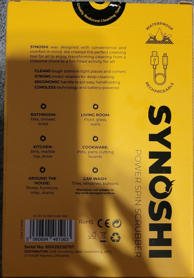 SYNOSHI | Electric Spin Scrubber, Power Cleaning Brush with 3 ...