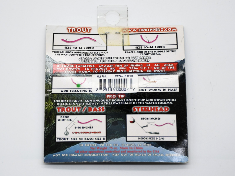 Lip Ripperz Mini - Trout Wormz - HOT Lip Ripperz - Hot Pink Trout Worms ...