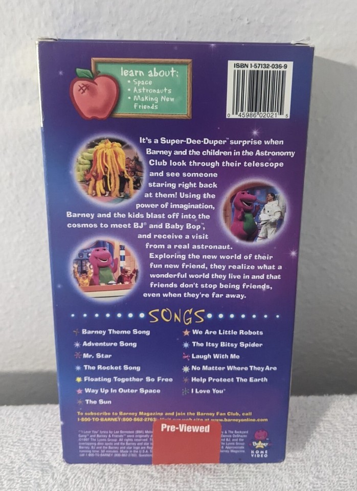 Barney’s in Outer Space VHS Video Tape Classic Collection Sing w ...
