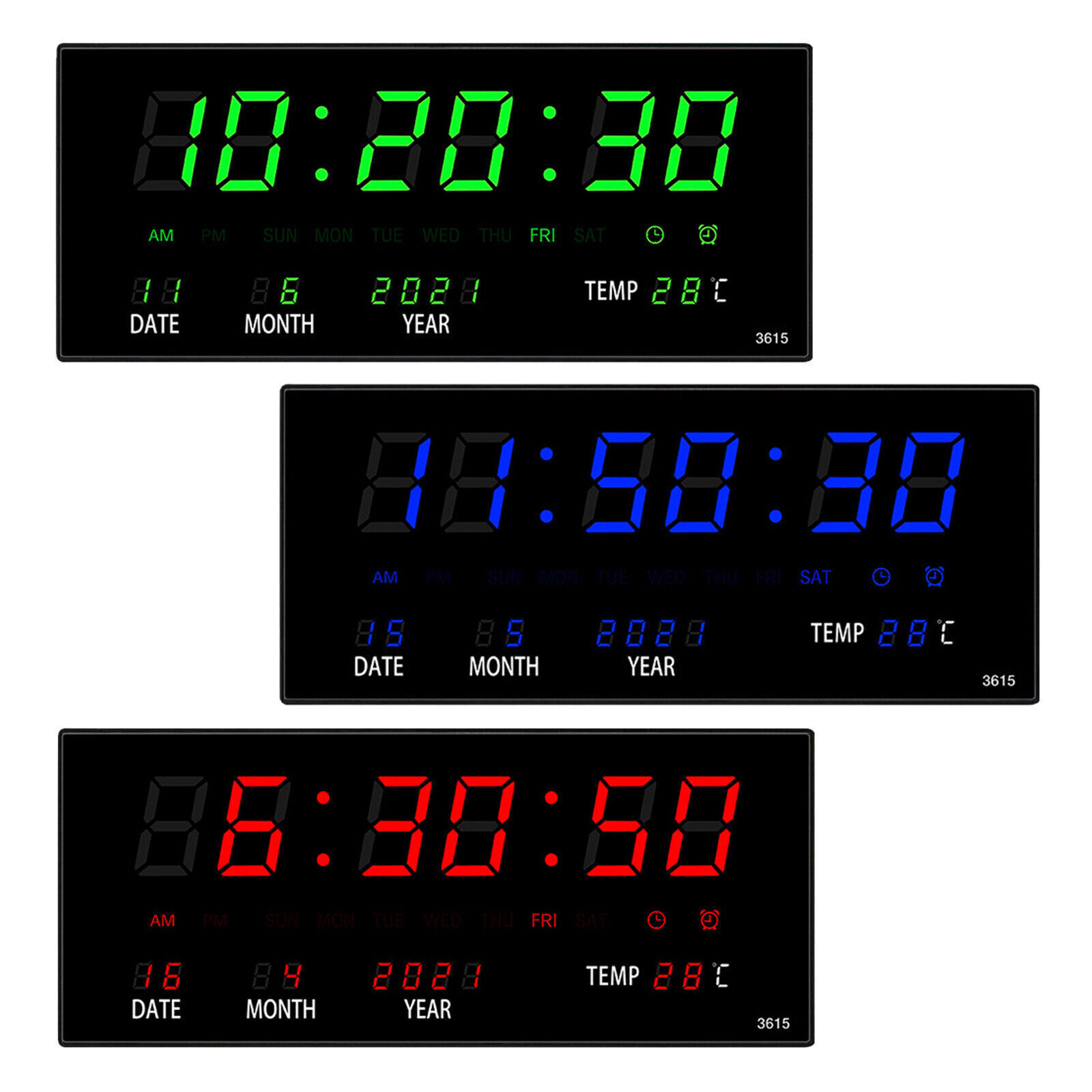 Digital Large Screen Wall Clock LED Display Desk Time Temperature ...