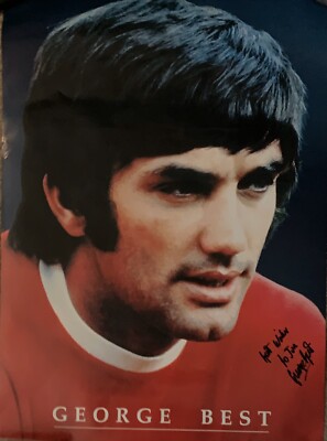 GEORGE BEST ~ Superb LARGE Signed Colour Poster ~ AFTAL REGISTERED ...