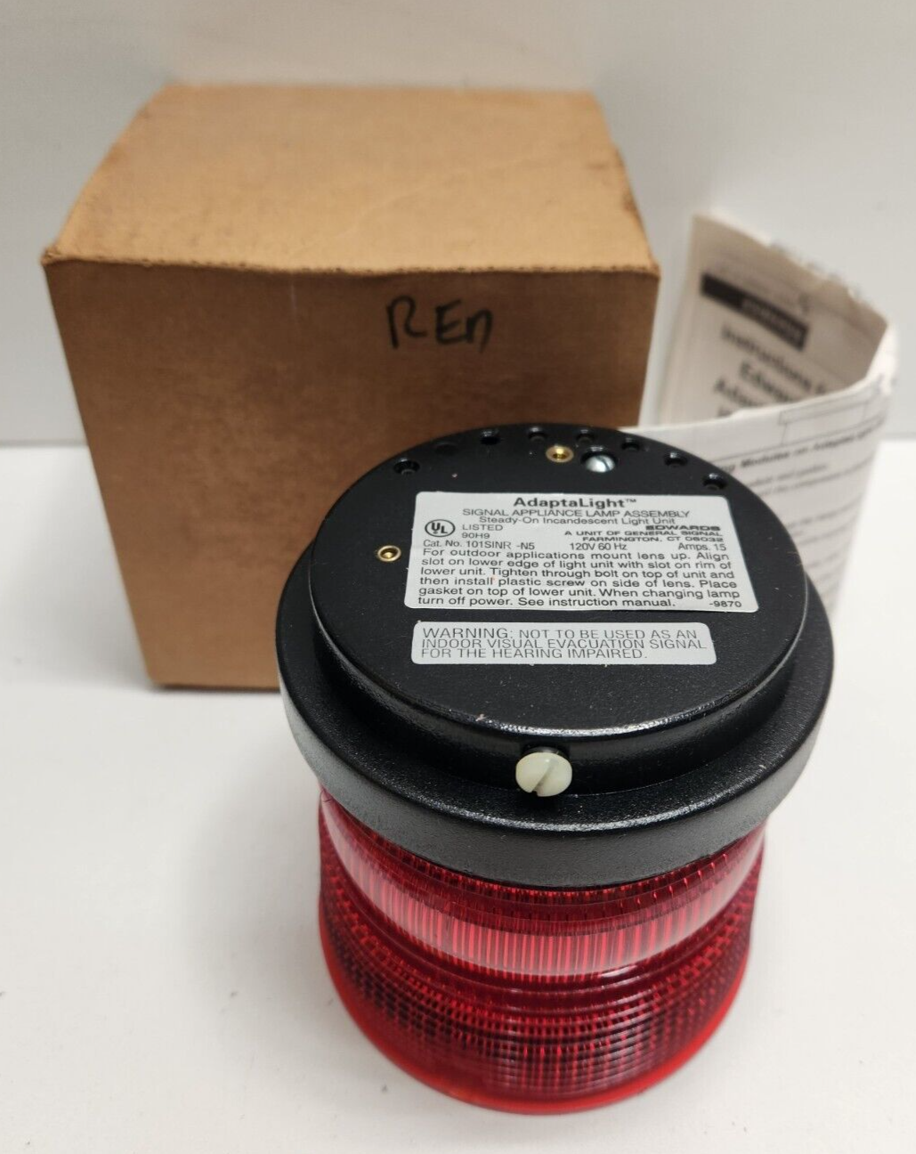 NEW OLD STOCK! UTC EDWARDS 120V RED SIGNAL APPLIANCE LAMP ASSEMBLY ...